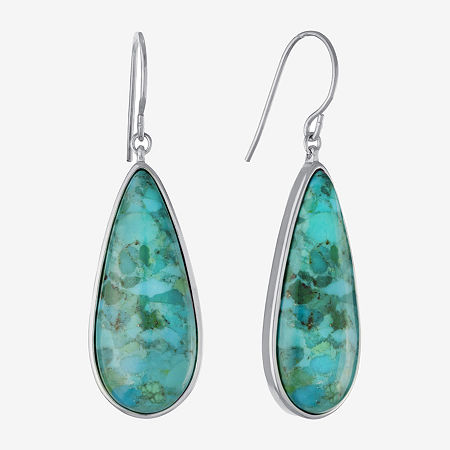 Click here for Womens Enhanced Blue Turquoise Sterling Silver Pea... prices