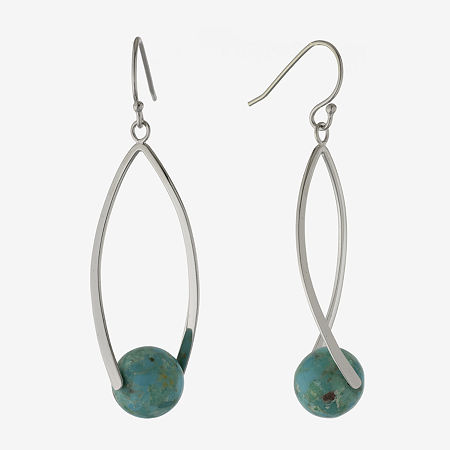 Click here for Womens Enhanced Blue Turquoise Sterling Silver Dro... prices