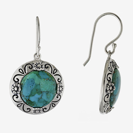 Click here for Womens Enhanced Blue Turquoise Sterling Silver Rou... prices