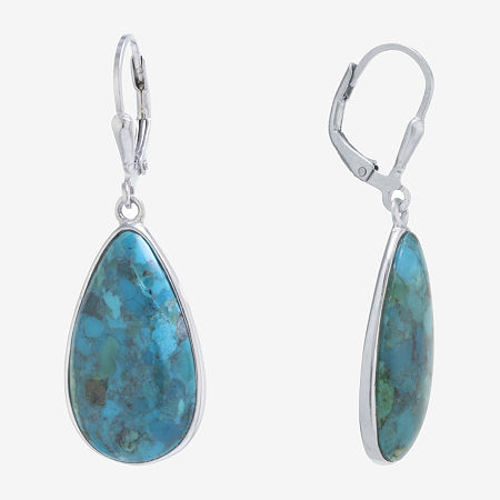 Click here for Womens Enhanced Blue Turquoise Sterling Silver Dro... prices
