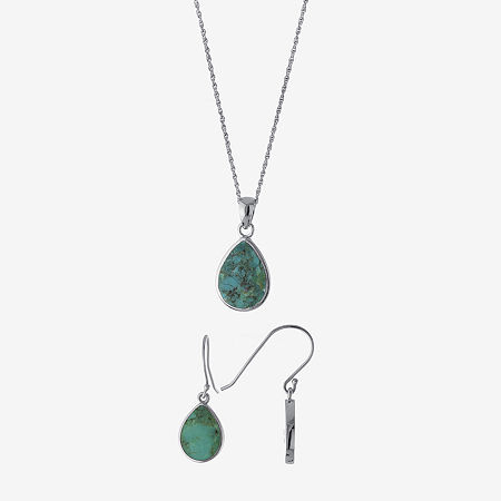 Click here for Womens Enhanced Blue Turquoise Sterling Silver 2-p... prices