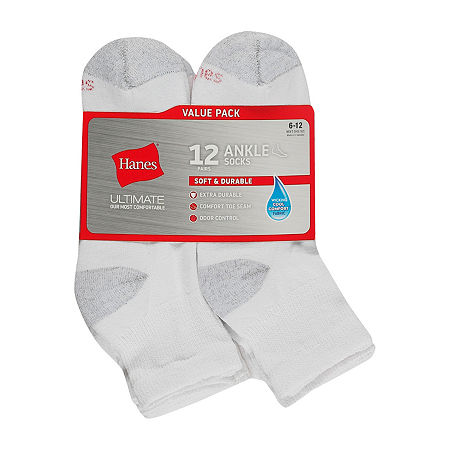 Click here for Hanes Mens 12-Pk. Ultimate Ankle Socks - White prices