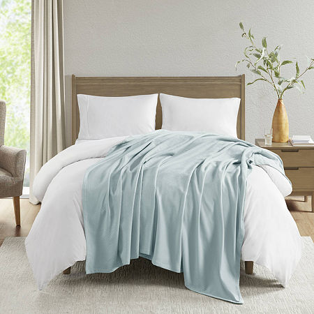 Madison Park Liquid Cotton Blanket  Twin - Blue