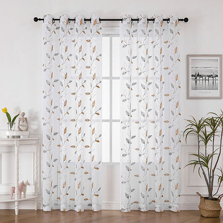 Click here for Regal Home Cedar Embroidered Grommet Top Embroider... prices