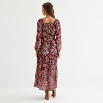Frye and Co. Womens Long Sleeve Floral Maxi Dress, Color: Winetasting ...