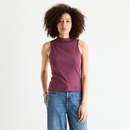 Click here for a.n.a Ribbed Womens Funnel Neck Sleeveless T-Shirt... prices