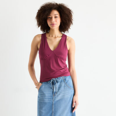 a.n.a Seamed Womens V Neck Sleeveless Tank Top - JCPenney