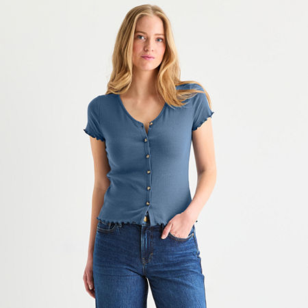 Click here for a.n.a Ribbed Womens V Neck Short Sleeve Regular Fi... prices