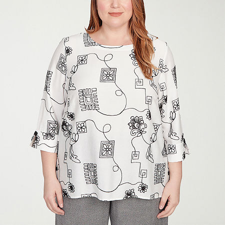Click here for Alfred Dunner Santa Barbara Womens Plus Crew Neck... prices