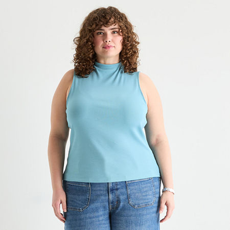 Click here for a.n.a Ribbed Womens Funnel Neck Sleeveless Plus T-... prices