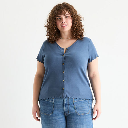 Click here for a.n.a Ribbed Womens Plus V Neck Short Sleeve Regul... prices
