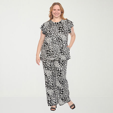 Click here for White Mark 2-pc. Leopard Pant Set-Plus  3x  Black prices