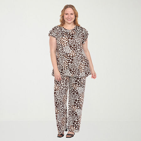 Click here for White Mark 2-pc. Leopard Pant Set-Plus  2x  Brown prices