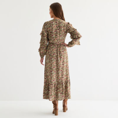 Frye and Co. Womens Long Sleeve Floral Maxi Dress - JCPenney