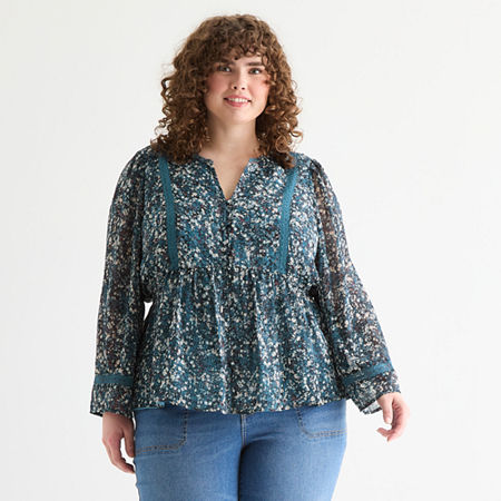 Click here for Frye and Co. Womens Plus V Neck Blouse  2x  Blue prices