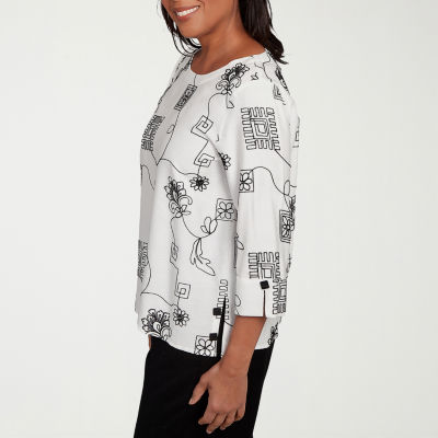 Alfred Dunner Santa Barbara Womens Crew Neck 3/4 Sleeve Blouse, Color ...