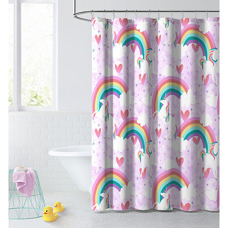 Click here for CHF Unicorn Rainbow Shower Curtain  One Size  Purp... prices