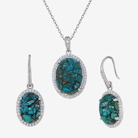 Click here for Womens Enhanced Green Turquoise Sterling Silver 2-... prices
