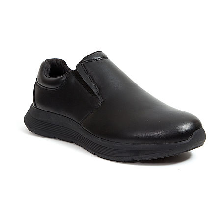 Deer Stags Mens Valdez Slip-Resistant Workwear Slip-On Loafer - Black