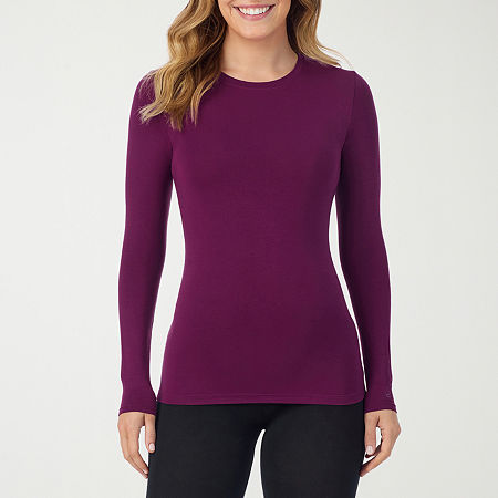 Click here for Cuddl Duds Womens Long Sleeve Crewneck Top - Plum prices