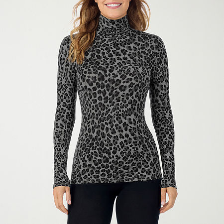 Click here for Cuddl Duds Turtleneck Long Sleeve Top - Blkanimal prices