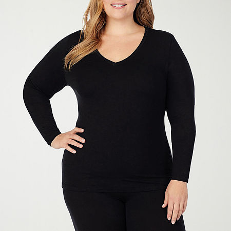 Click here for Cuddl Duds Womens Softwear-Plus V Neck Long Sleeve... prices