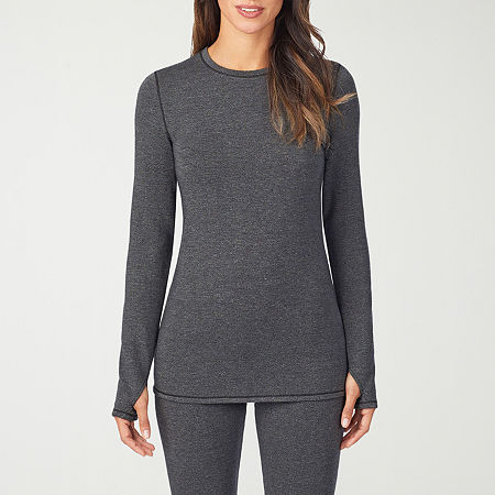 Cuddl Duds Womens Long Sleeve Crew Neck T-Shirt - Hthrcoal
