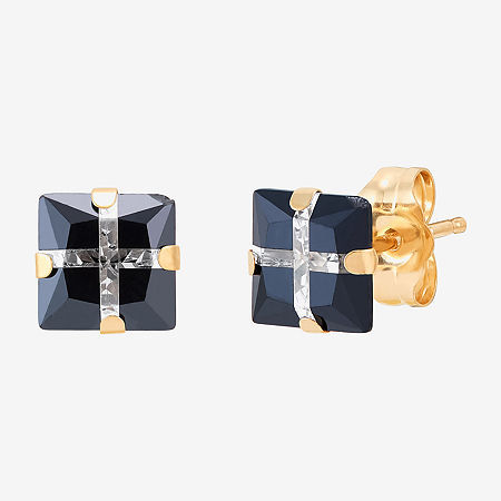 Click here for Black Cubic Zirconia 14K Gold 6mm Square Stud Earr... prices