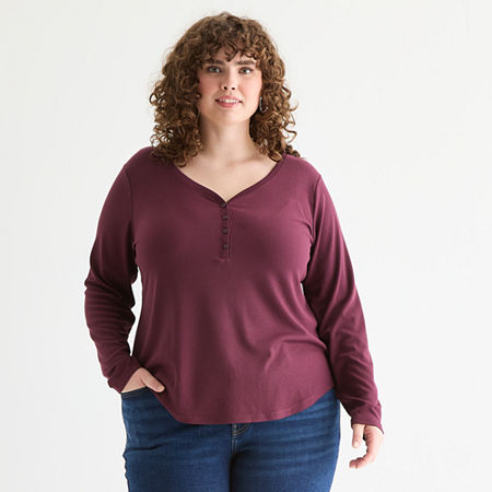 Click here for a.n.a Plus Womens Henley Neck Long Sleeve Henley S... prices