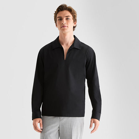 Click here for J. Ferrar Sateen Johnny Collar Popover Mens Relaxe... prices