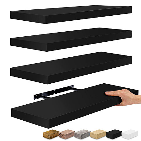 Click here for Sorbus 24 Floating Wood 4-Shelf with Baskets  One... prices