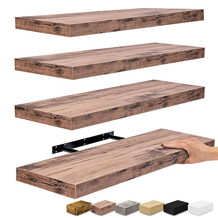 Click here for Sorbus 24 Floating Wood 4-Shelf with Baskets  One... prices