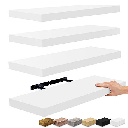 Click here for Sorbus 24 Floating Wood 4-Shelf with Baskets  One... prices
