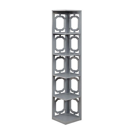 Omega 5 Tier Corner Bookcase - Gray