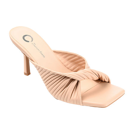 Journee Collection Womens Greer Pleated Sandals - Nude