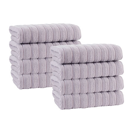 Depera Home Vague Turkish Cotton 8-Pc. Hand Towel Set - Silver