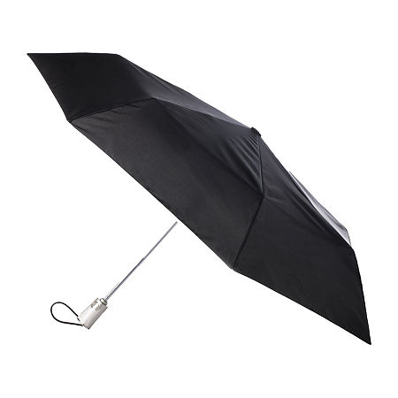 Totes Water Repellent Auto Open Close Folding Umbrella with Sunguard - Black