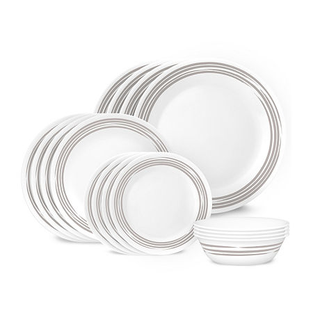 Click here for Corelle Brushed Silver 16-pc. Glass Dinnerware Set... prices