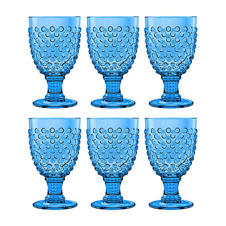 Click here for Abode Homewares Hobnail Goblet Set of 6 - Blue prices