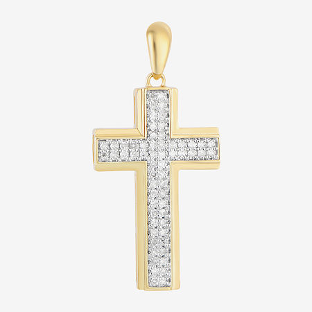 Click here for Mens 1/4 CT. T.W. Natural Diamond 10K Gold Cross P... prices