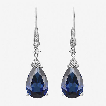 Click here for Sterling Silver Lab-Created Blue Sapphire Drop Ear... prices