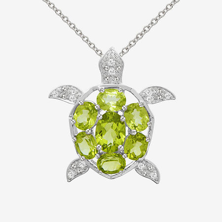 Click here for Genuine Peridot & White Topaz Turtle Pendant Neckl... prices
