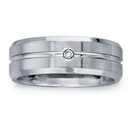 Click here for Mens 8mm Diamond-Accent Cobalt Wedding Band  12 1/... prices