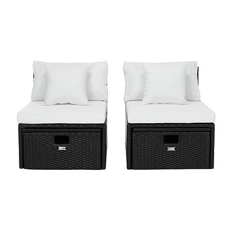 Click here for Pramla Outdoor Set With Ottoman - Black/beige prices