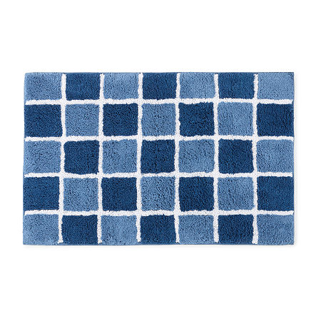 Click here for Home Expressions Blue Grid Bath Rug  One Size  Blu... prices