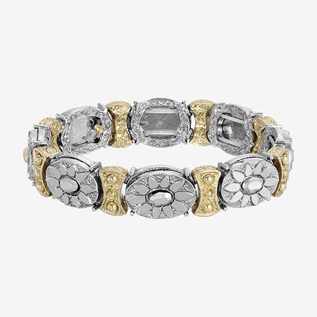 Click here for 1928 Two-Tone Womens Flower Stretch Bracelet  One... prices
