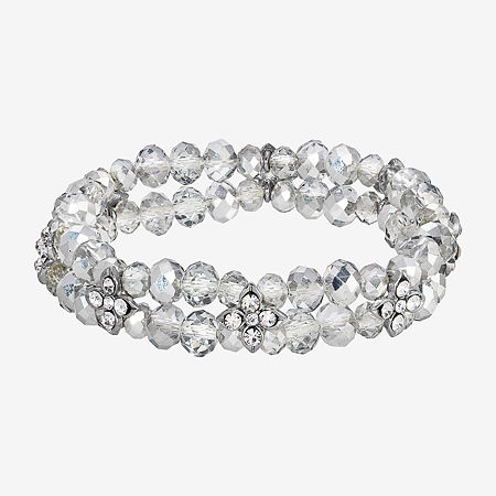 Click here for 1928 Silver-Tone Womens Crystal Stretch Bracelet... prices