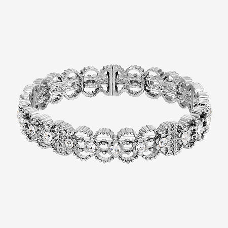 Click here for 1928 Silver-Tone Womens Crystal Stretch Bracelet... prices