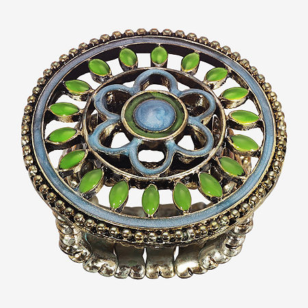 Click here for 1928 Gold-Tone Womens Green Stretch Ring  One Size... prices