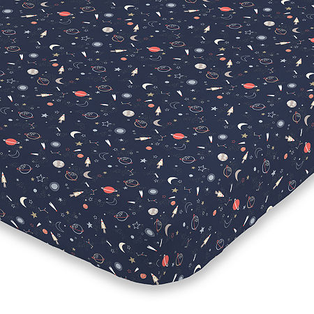 Nojo Super Soft Space Crib Sheet  One Size  Blue